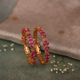 Buy Bangles Online | Floret Ruby Bangles from Indeevari