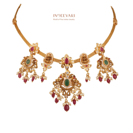 Buy Necklaces Online | Diya Pachiwork choker Necklace from Indeevari
